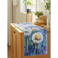 Burlap Table Runner 120 Inches Long, Spring Dandelion Plant Dragonfly ...