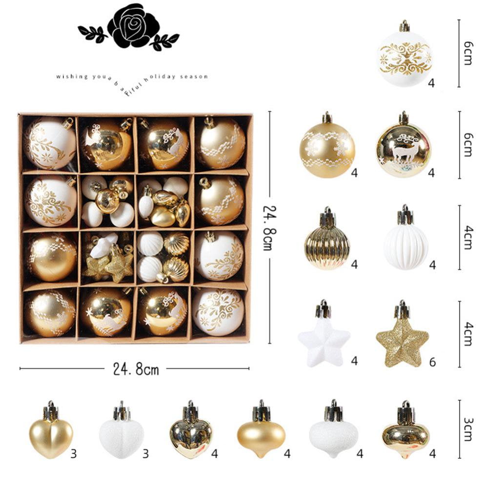 52PCS Assorted Christmas Ornaments Set Shatterproof Plastic Christmas ...