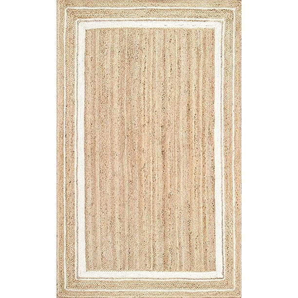 Vipanth Exports Jute Rug with White Line in Rectangle Shape, Area Rug ...