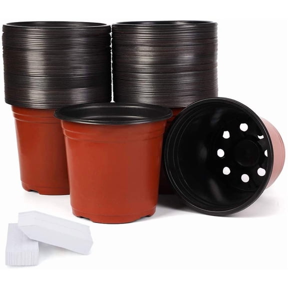 100-Pack 6 Inch Plastic Nursery Pots Come with 100 Pcs Labels, Seedling ...