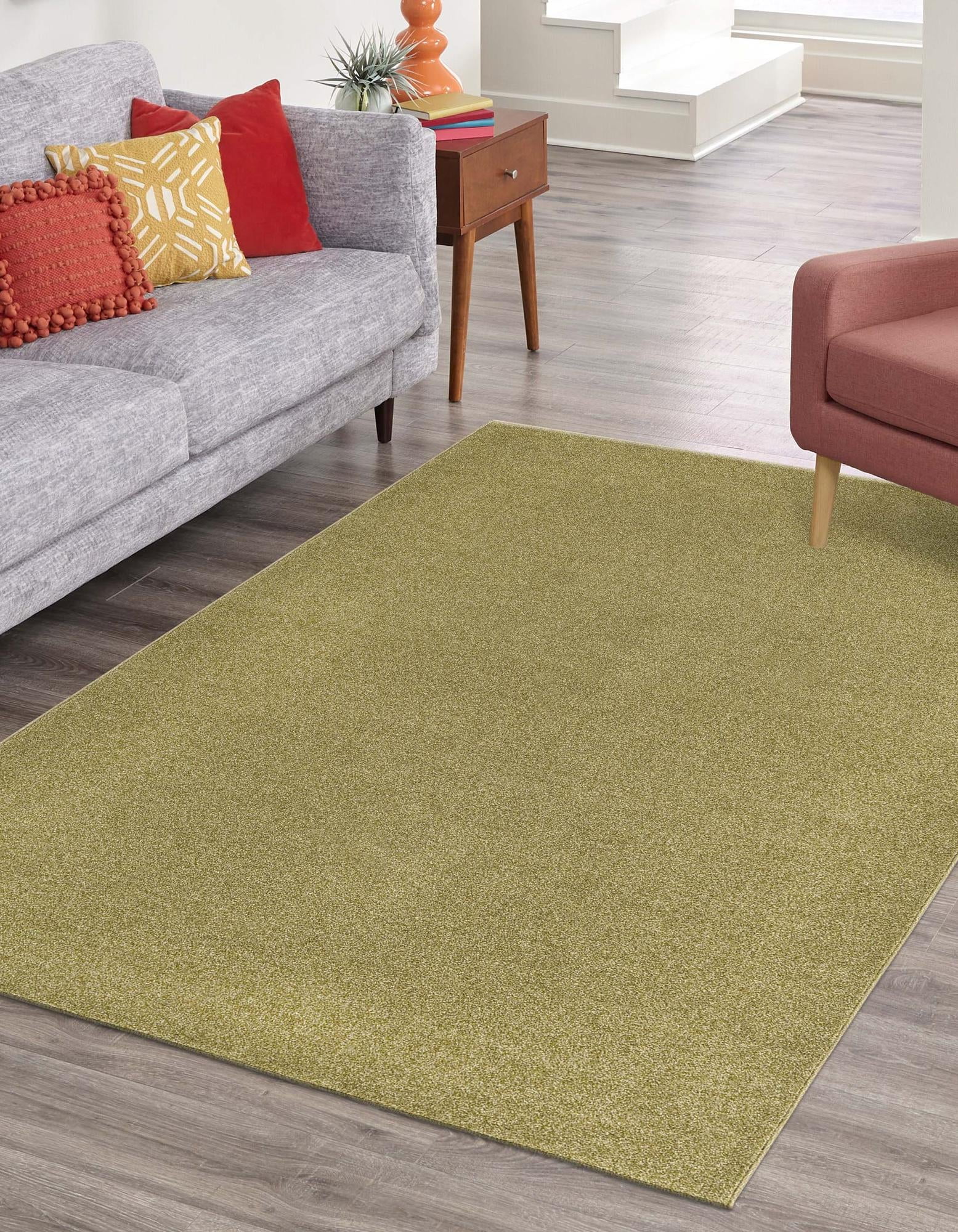 Rugs Everyday Solid Green Rug, 6' x 9' Area Rug for Bedrooms, Living ...