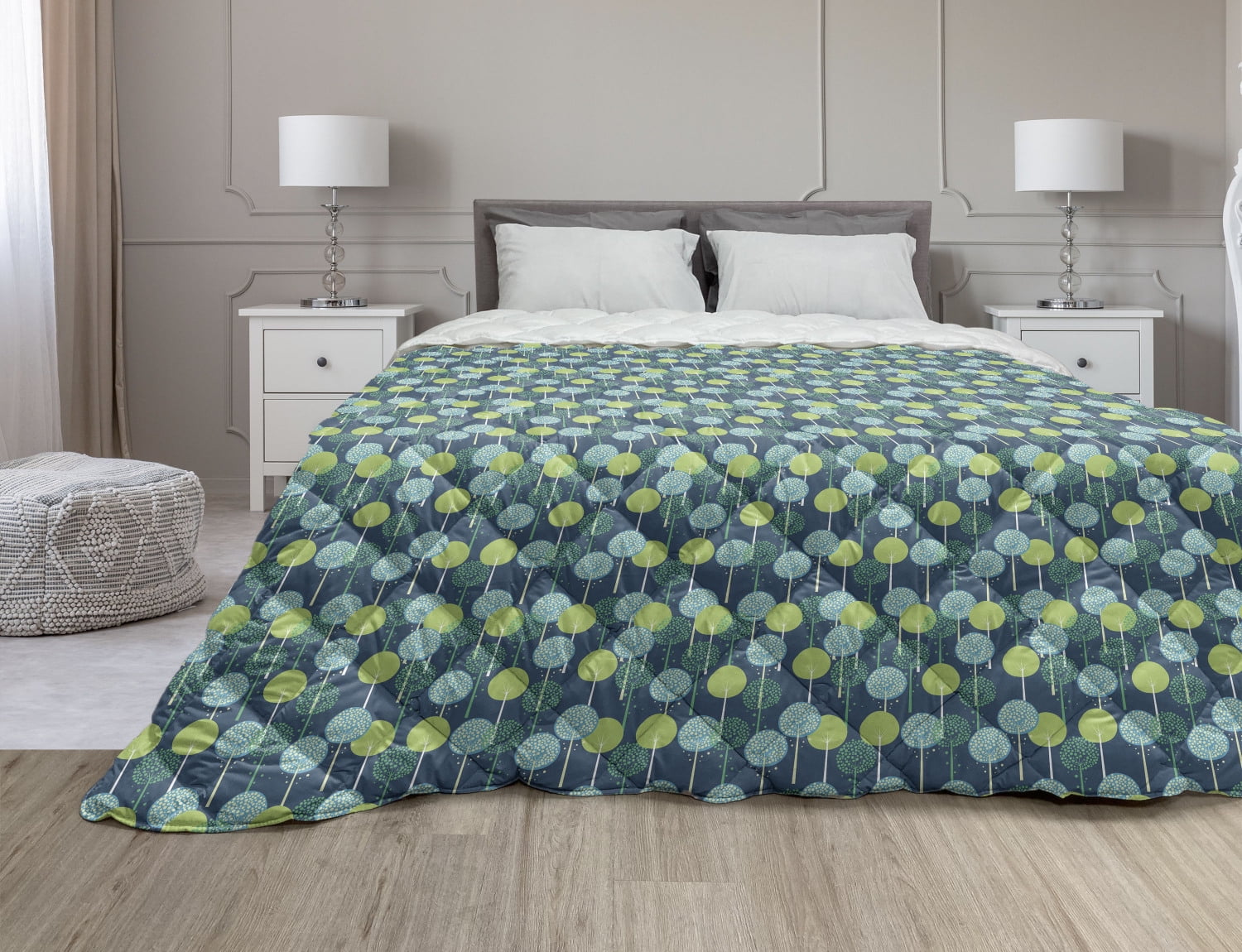 Leaves Down Alternative Comforter, Hand Drawn Oak Leaf and Ahorn Trees ...