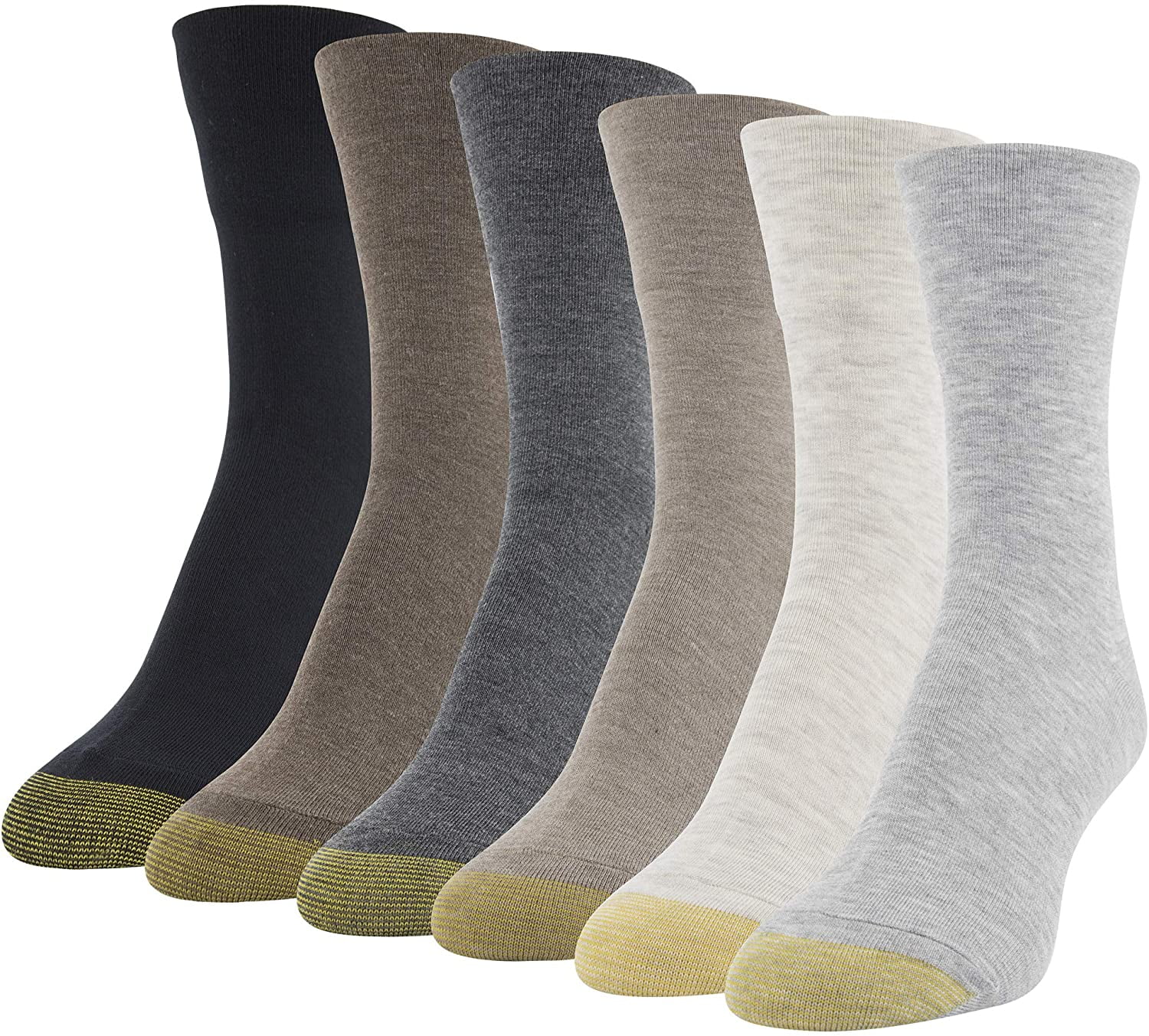 Gold Toe Women's Ultra Soft Mid Crew Socks, 6 Pairs, Light Grey ...
