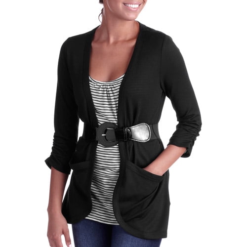 Juniors Boyfriend Cardigan 2-Fer with Lace and Pockets - Walmart.com