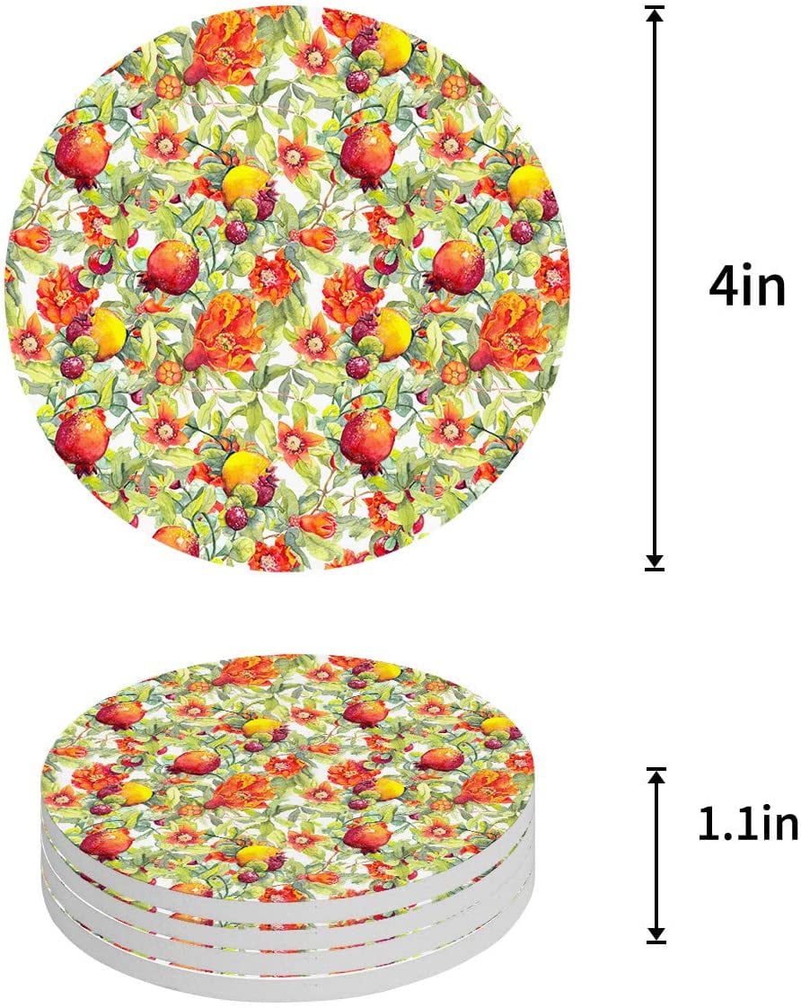 ZHANZZK Summer Pomegranate Flower Set of 8 Round Coaster for Drinks ...