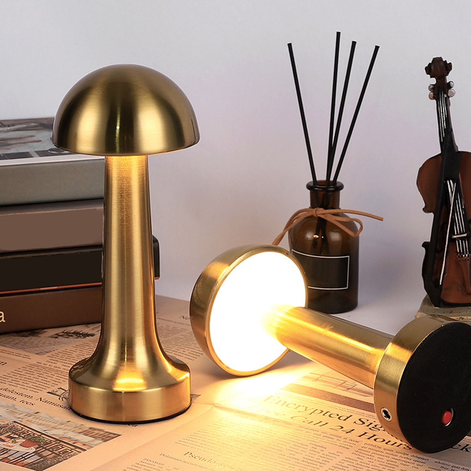 Click here for Estink Desk Table Light  Gold Mushroom Portable Ta... prices