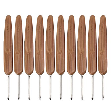 10pcs Crochet Hooks Bamboo Handle Sewing Stitching Needles Bamboo ...