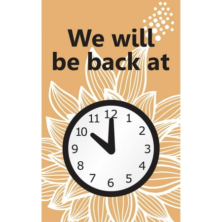 Accuform MPCM509 Dura-Plastic Double-Sided"Be Back" Clock Sign, Legend ...