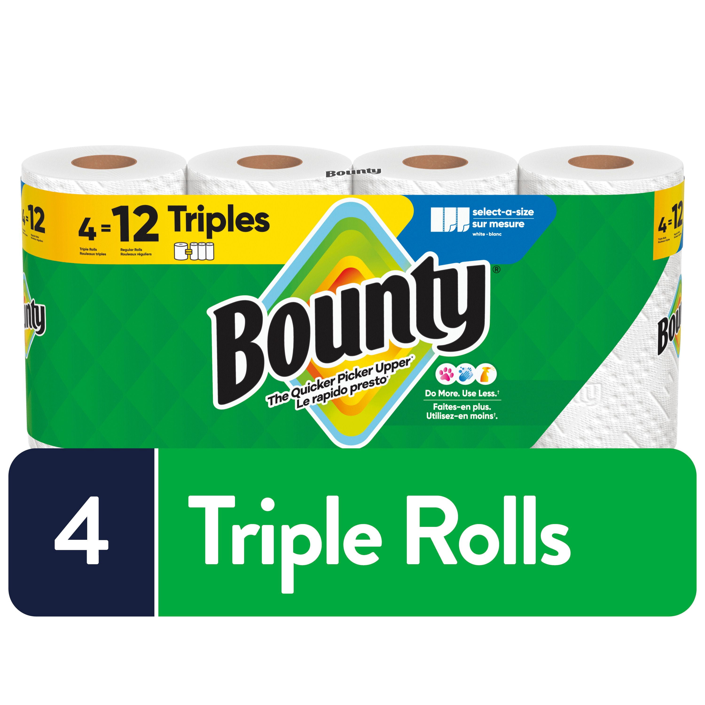 Bounty Paper Towels Select-A-Size White, 4 Triple Rolls, 123 Sheets Per ...
