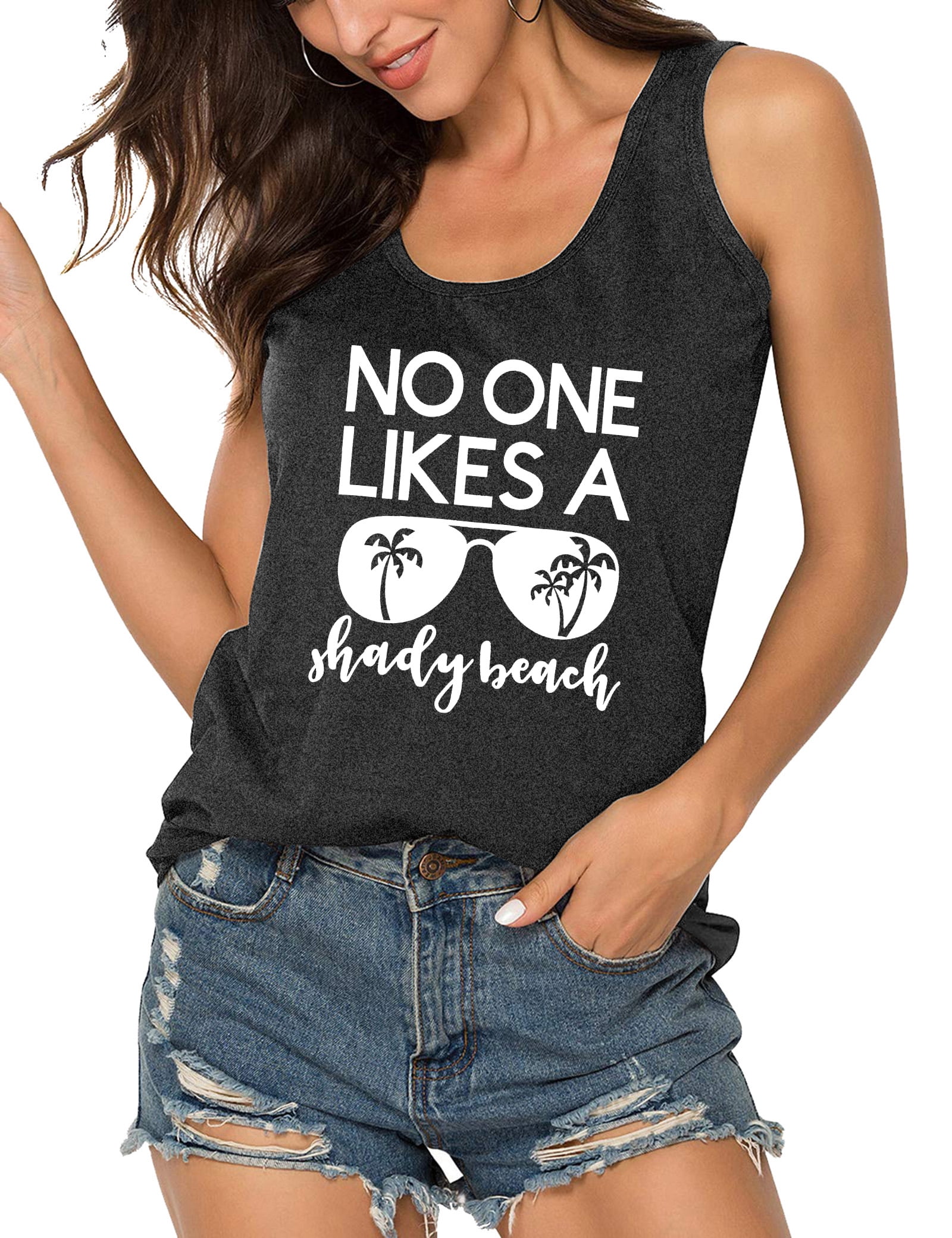 Womens Shirt Beach Graphic Tank Tops Funny Vacation Tees Shirts Casual ...