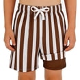 Big Boys Double Stripe Print Pocketless Swim Trunks Quick Dry Beach ...