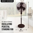 HomePointe 16-Inch 3 Speed Tilt Head Oscillating Pedestal Stand Fan ...