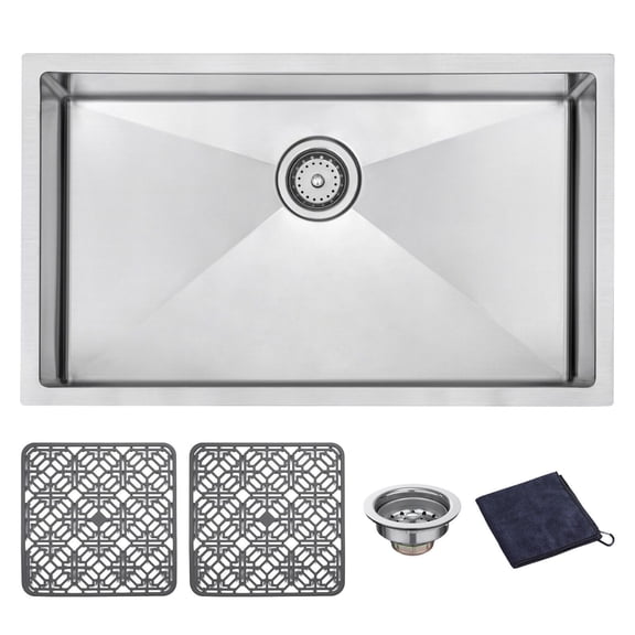 Sinber 30" x 18" x 10" Undermount Single Bowl Kitchen Sink with 18 ...