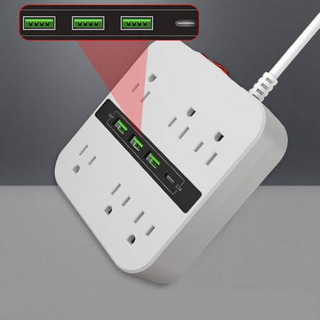 Half Price, US 3 Plug Power Extension 2m Cable With 3 USB And Type-c ...