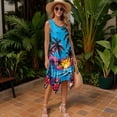 Binienty Sundress with Tropical Sunset Pattern, Women's Sleeveless ...