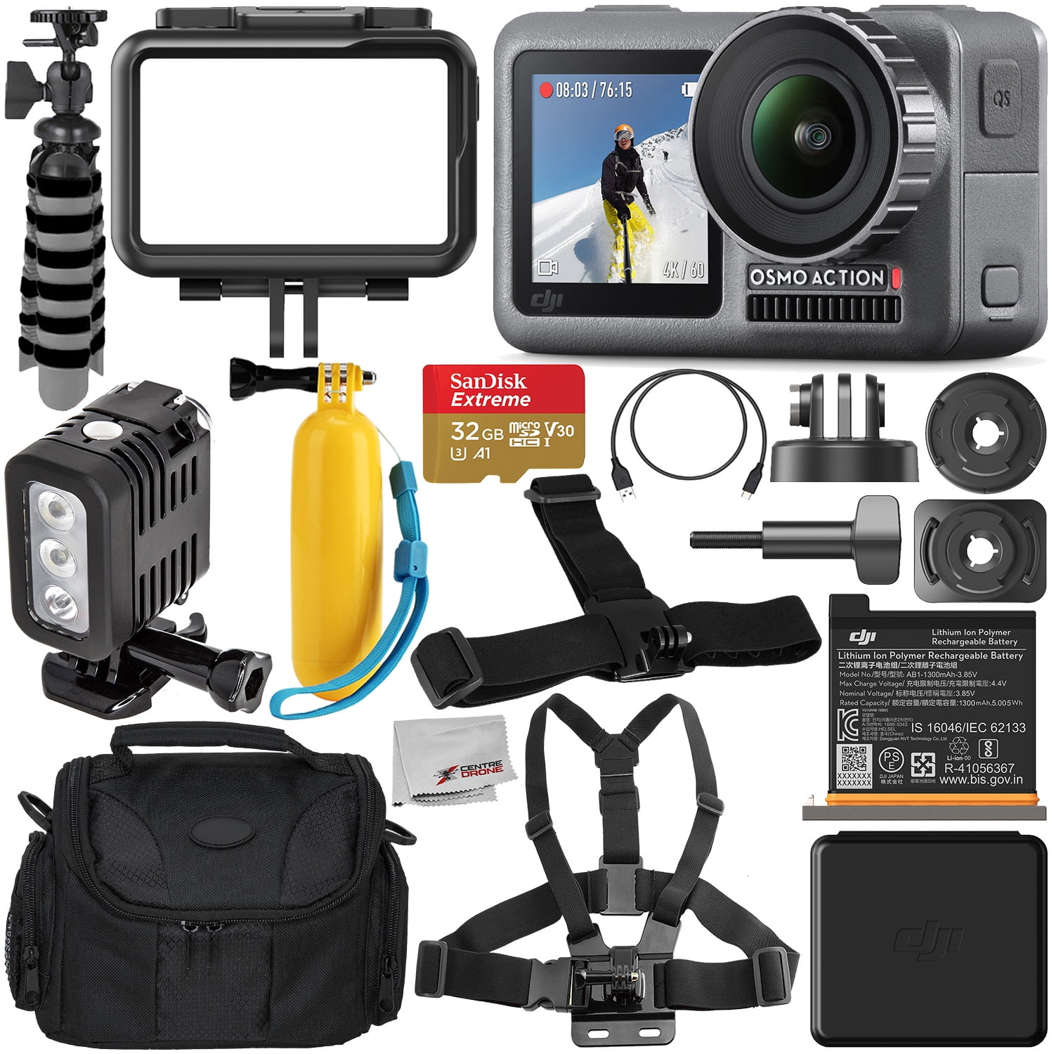 DJI Osmo Action 4K Camera with 32GB Underwater Starter Accessory Bundle ...