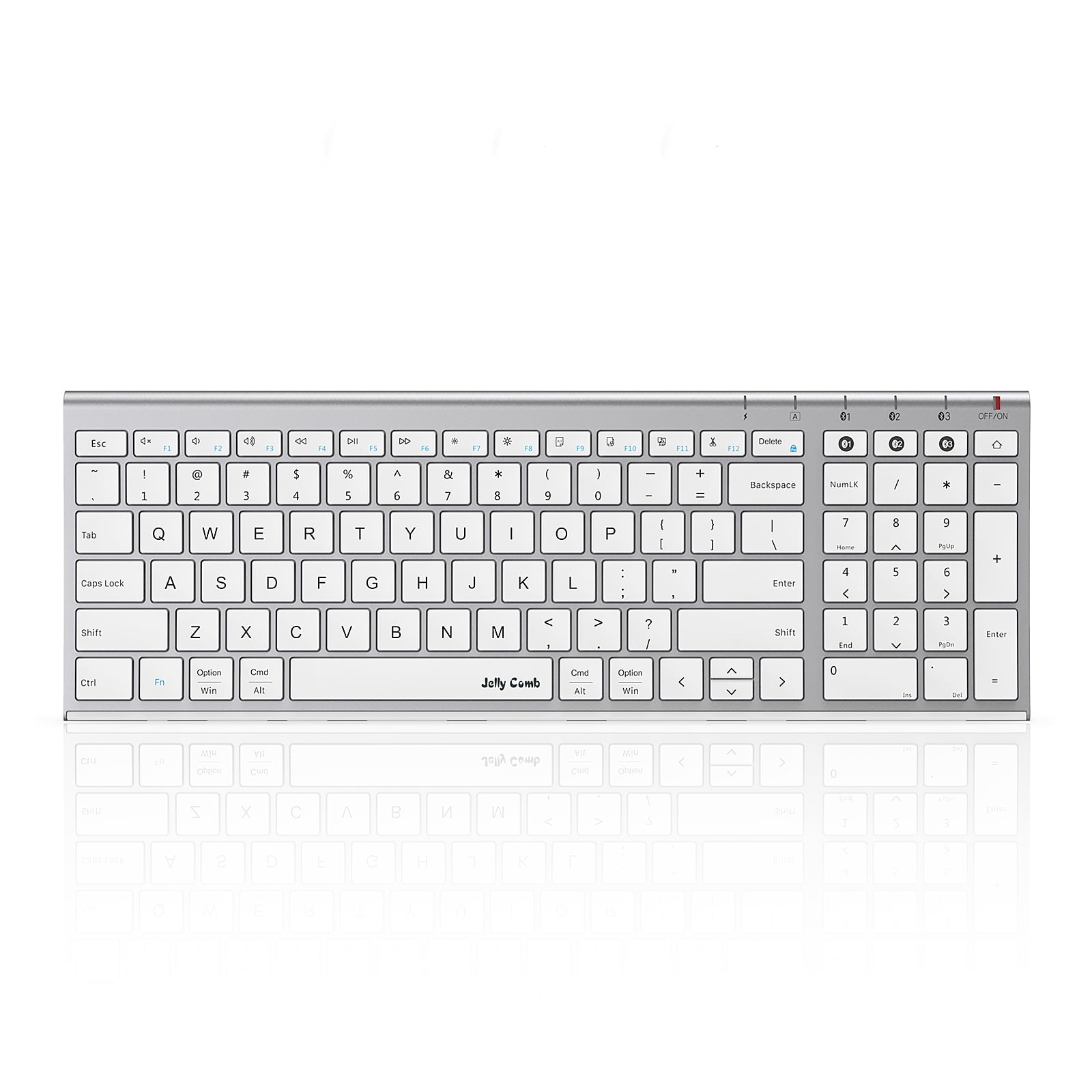 VIVEFOX Bluetooth Rechargeable, Wireless Keyboard with Number Pad, Full ...