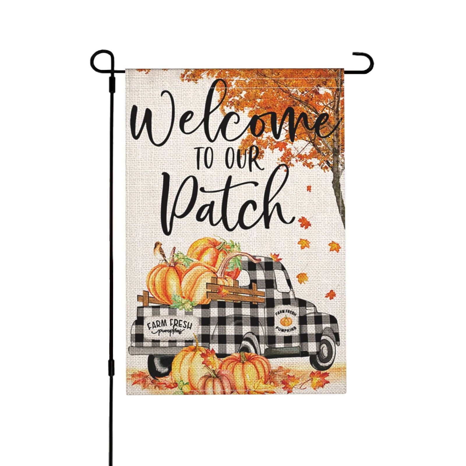JOOCAR Fall Garden Flag 12x18,Autumn Leaves Pumkin Flags,Buffalo Check ...