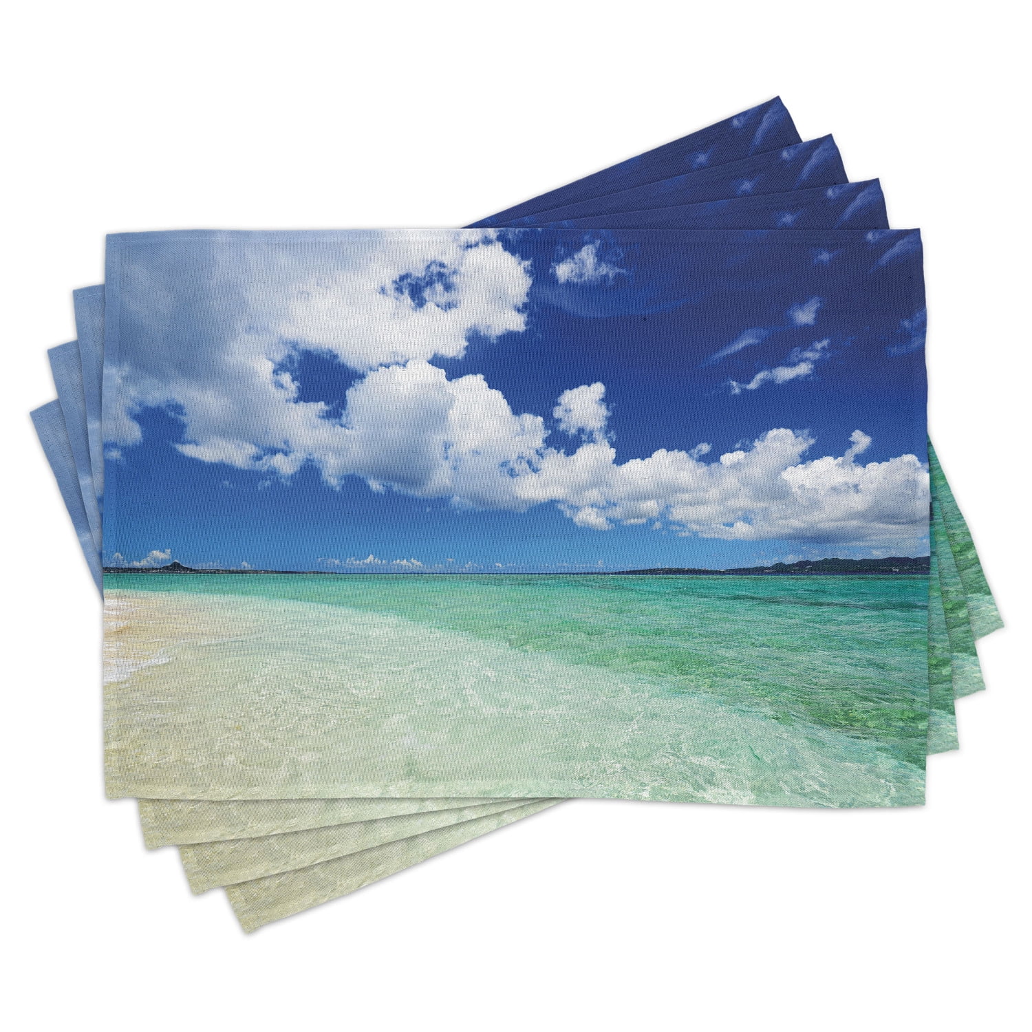 Ambesonne Ocean Place Mats Set of 4, Island Sealife Wavy Sunny ...