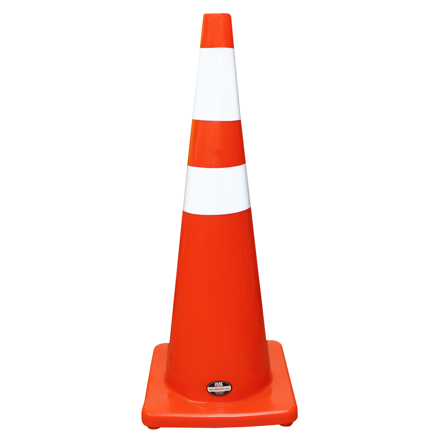 (Set of 6) RK Safety 36" Orange Traffic PVC Cones with 6" + 4" Reflective Collars, Orange Base ...
