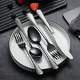 ReaNea 20-Piece Black Cutlery Set, Titanium-Plated Stainless Steel ...