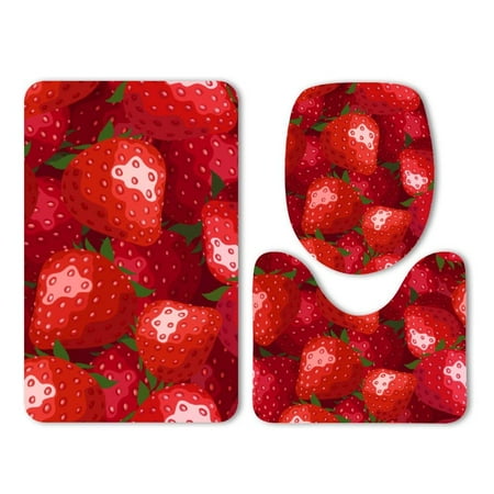 EREHome Strawberry Red Granules Fruit Spring 3 Piece Bathroom Rugs Set ...