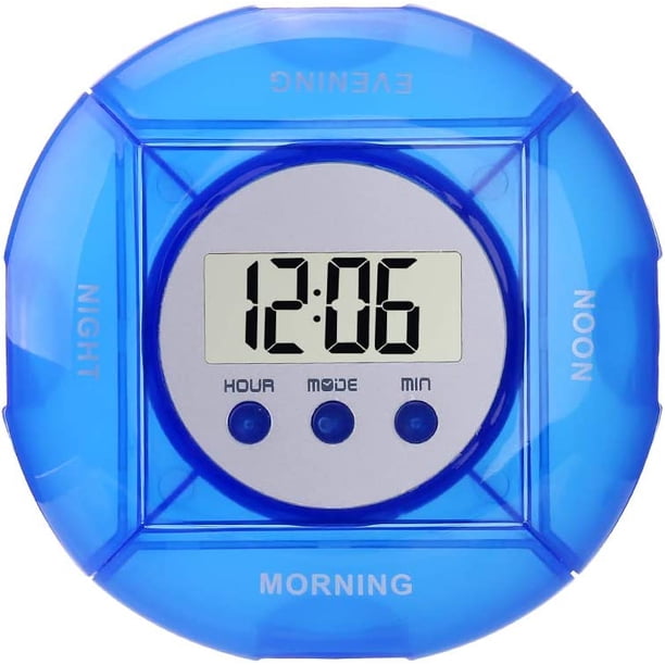 Pastillero azul con Temporizador 5 alarmas memoria de viaje portátil ...