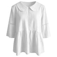 Elegant Women’s Everyday Top with Collar and Lace Detailing for Spring ...