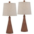 "360 Lighting Mid-Century Modern Accent Table Lamps, Brown Wood Finish ...