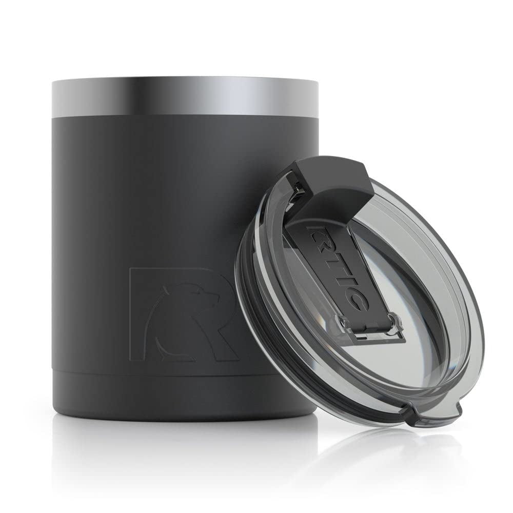 RTIC Lowball Tumbler with Splash Proof Lid, 12 oz, Black, Insulated ...