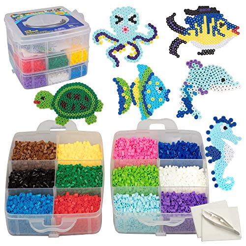 8,000 pc Fuse Bead Super Kit w/ Sea Animal Pegboards & Templates ...