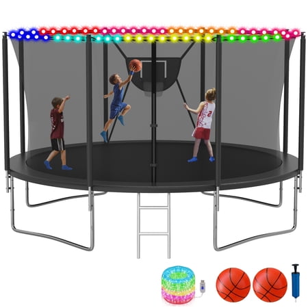 KOFUN Trampoline with Basketball Hoop & Light, 1500lbs 10FT 12FT 14FT ...