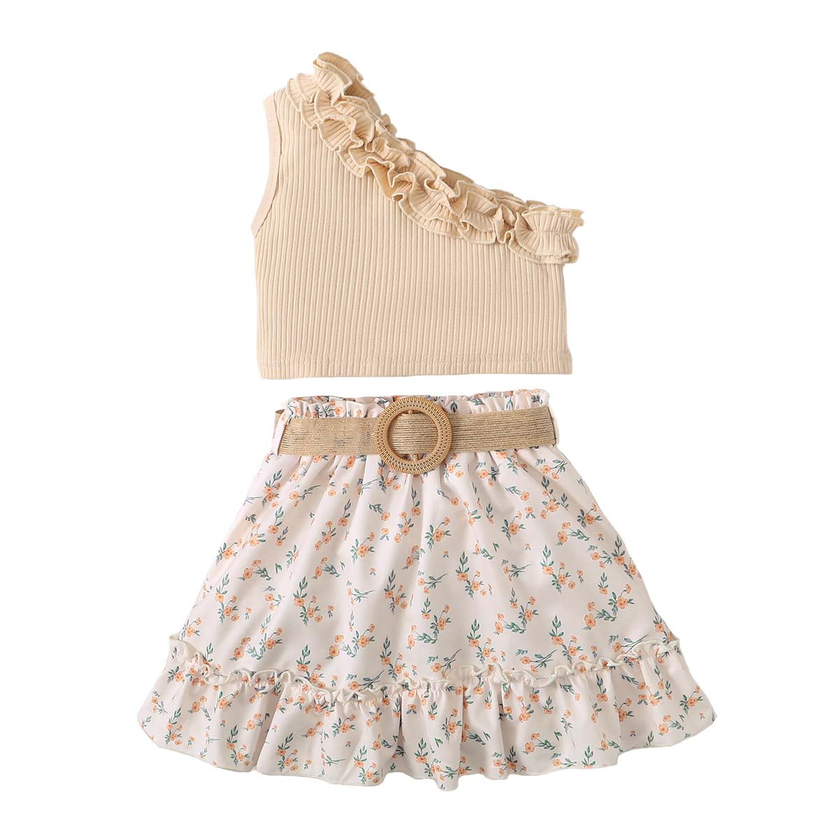 Kucnuzki Toddler Girl Clothes 2T Summer Skirt Sets 3T One Shoulder ...