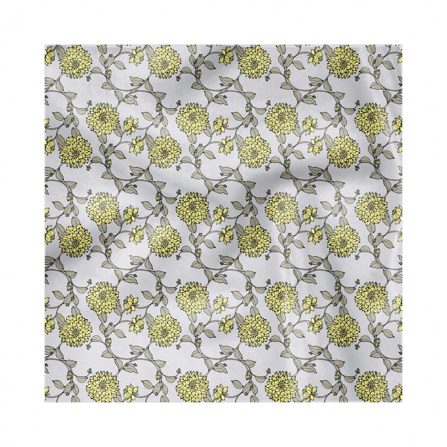 Grey And Yellow Decorative Satin Napkins Set Of 4 Pattern With