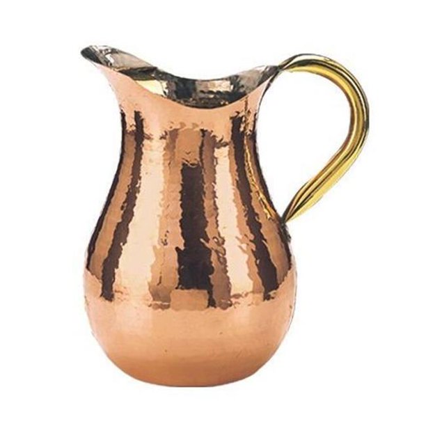 1.5 Qt. Dec. Cop. Hammered Water Pitcher Brass Ice Guard & Handle ...