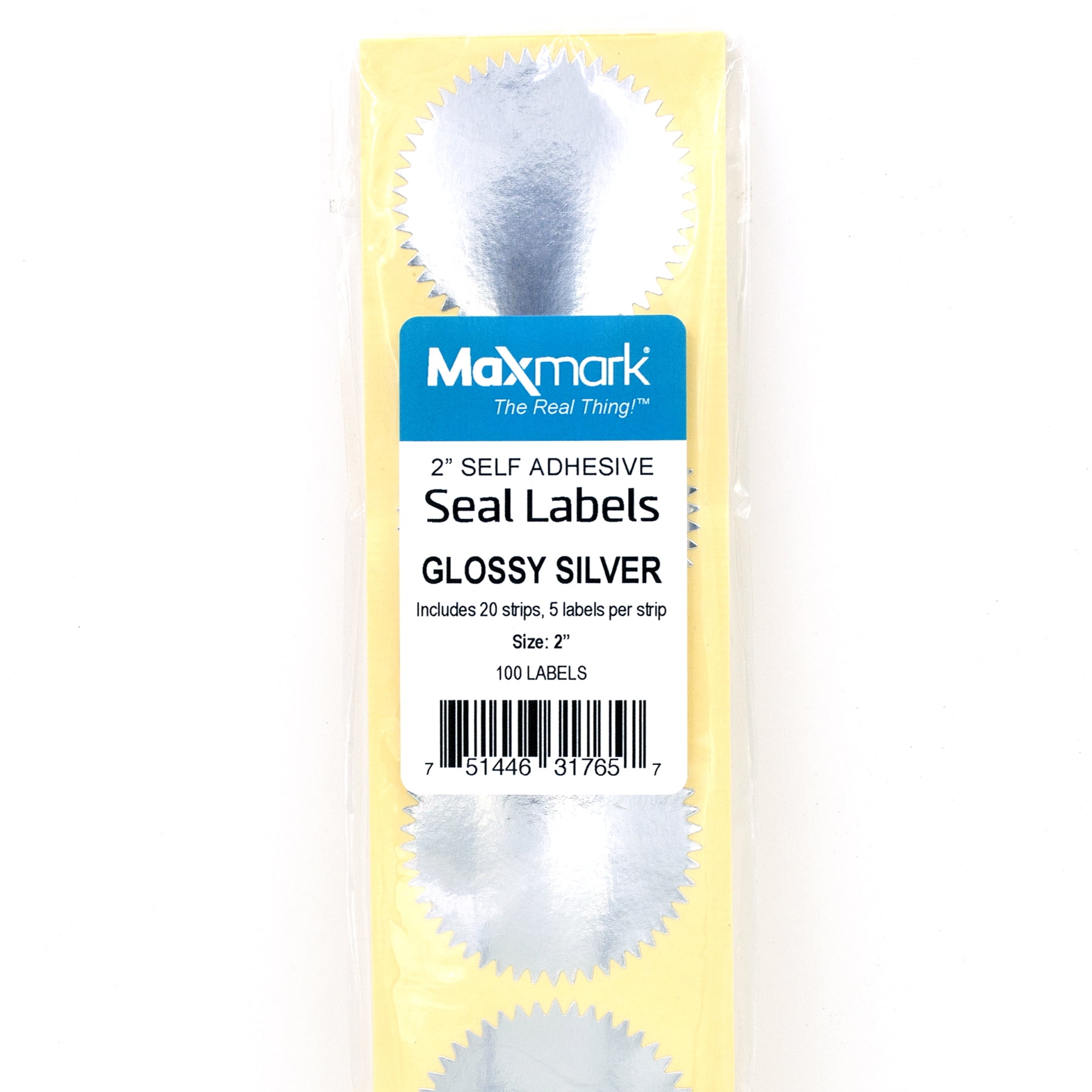 MaxMark 2" Self Adhesive Glossy Silver Seal Labels for Certificates ...