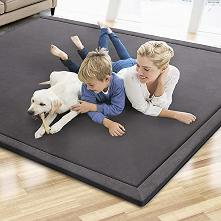 MICRODRY Cushioned Modern Charcoal Memory Foam Area Rug with Built in ...