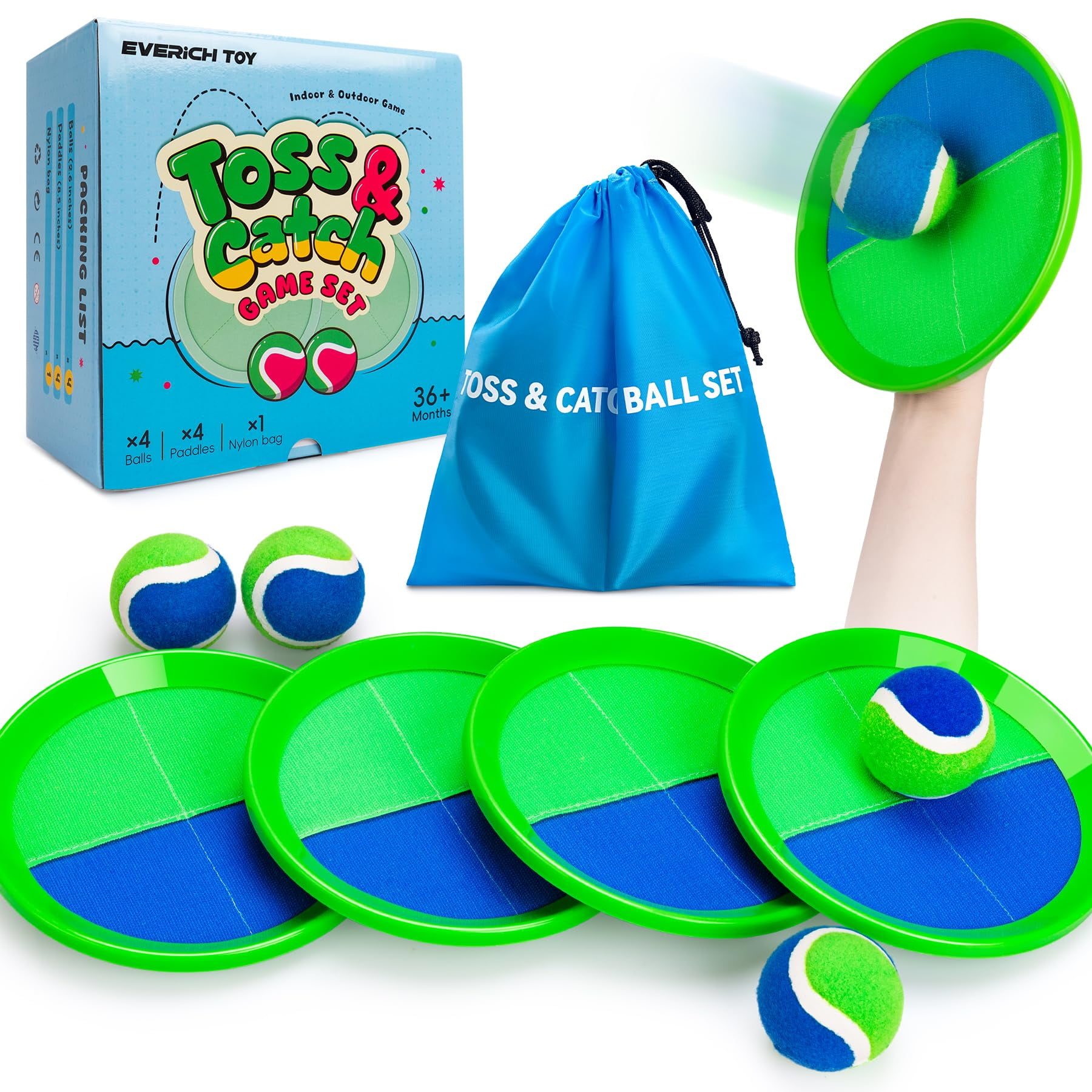 Set de juego Toss and Catch Ball EVERICH mejorado para niños de 3 a 12 ...