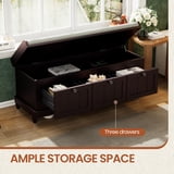 Aukfa Upholstered Storage Bench with 3 Drawers, Flip-Open Storage Box ...