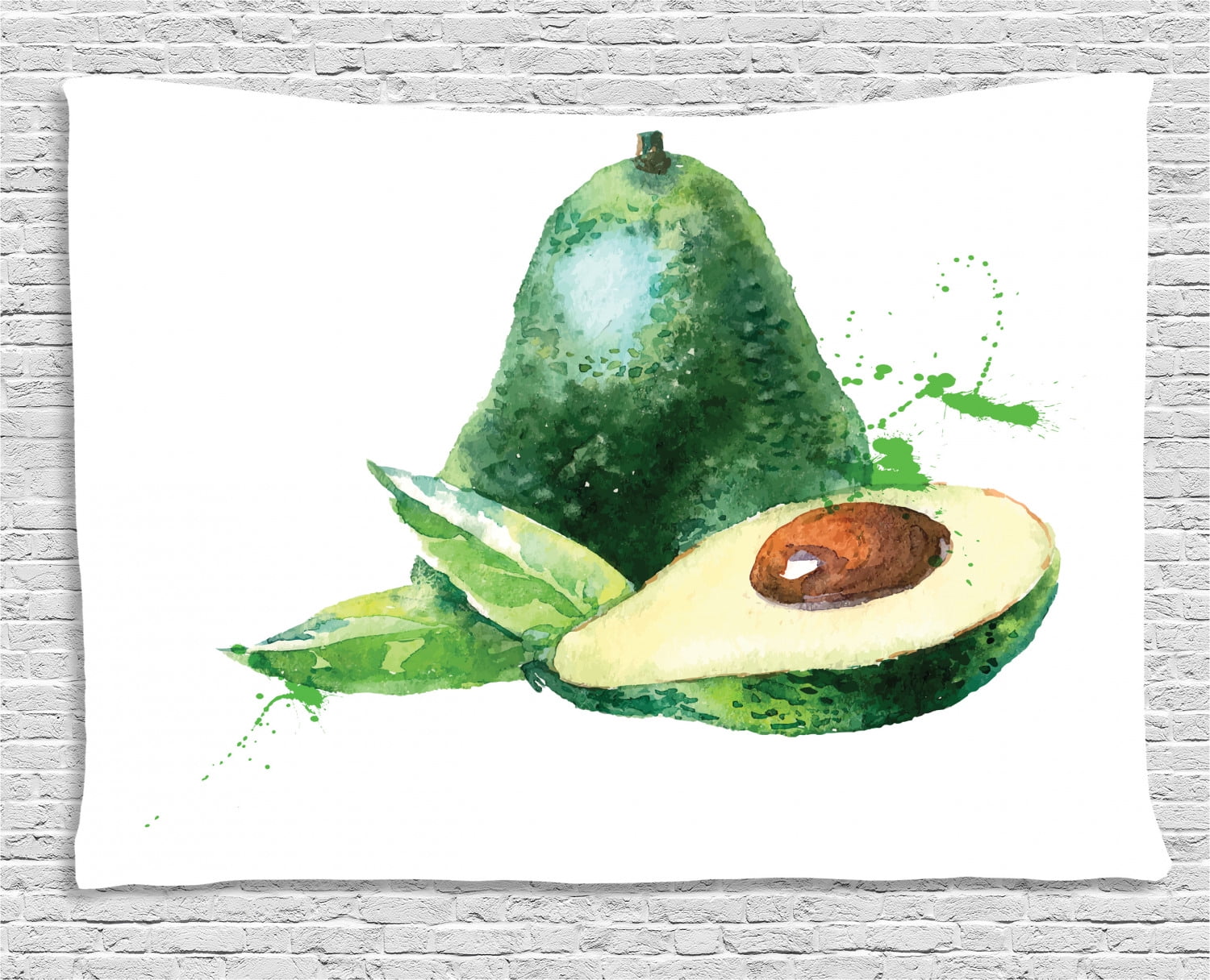 Avocado Tapestry, Aquarelle Autumn Theme with Pastel Colors for Exotic ...