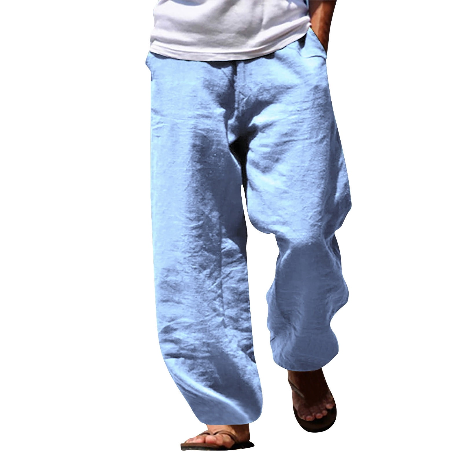 Click here for Uanwenn Mens Linen Harem Pants Casual Drawstring E... prices