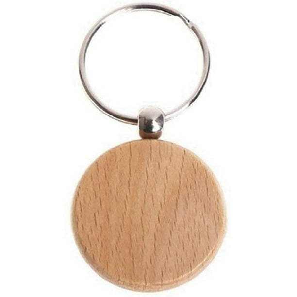 50Pieces Blank Wooden Key Chain DIY Wood Keychain Rings Key Tags ...