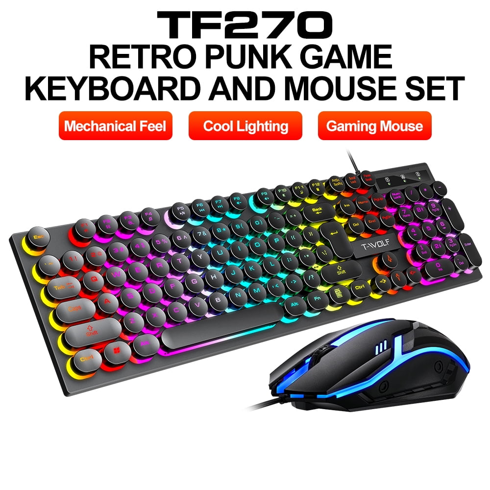 RGB Gaming Keyboard and Backlit Mouse Combo, USB Wired Backlit Keyboard ...