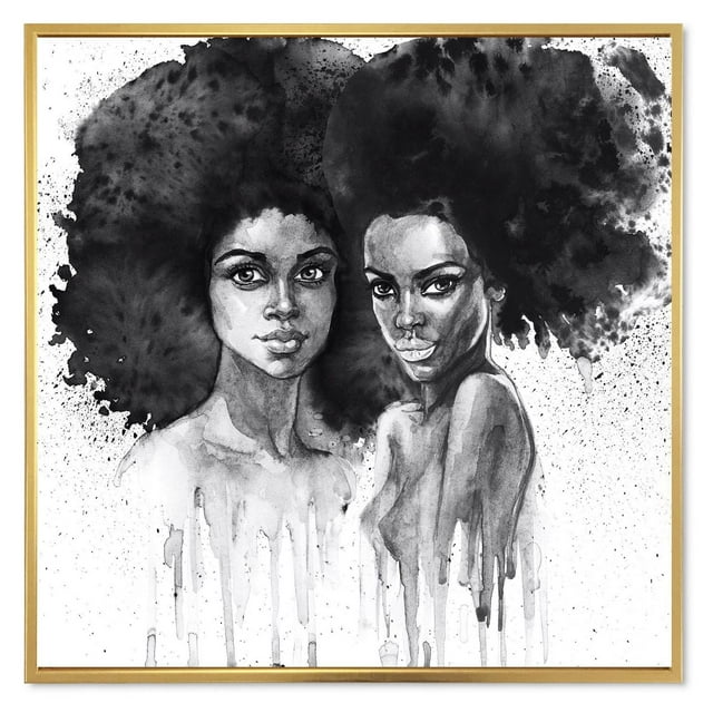 Designart Portrait of African American Woman XI FLOAT FRAME WALL ART ...