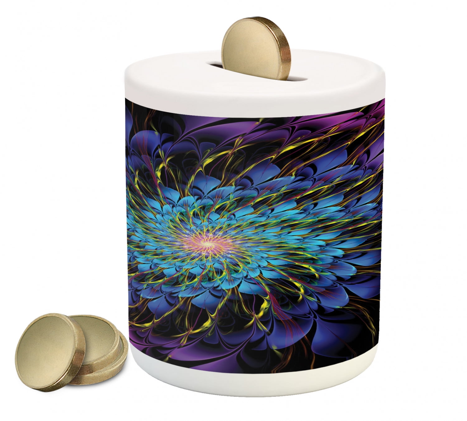 Trippy Piggy Bank, Vivid Color Petals Arranged in Vortex Abstract ...