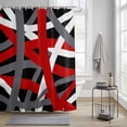 Abstract Art Shower Curtain for Bathroom, Red White Black Gray Line ...