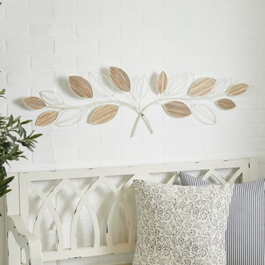 DecMode Timeless and Traditional Metal Leaves Wall Décor in Brown, 50"L ...