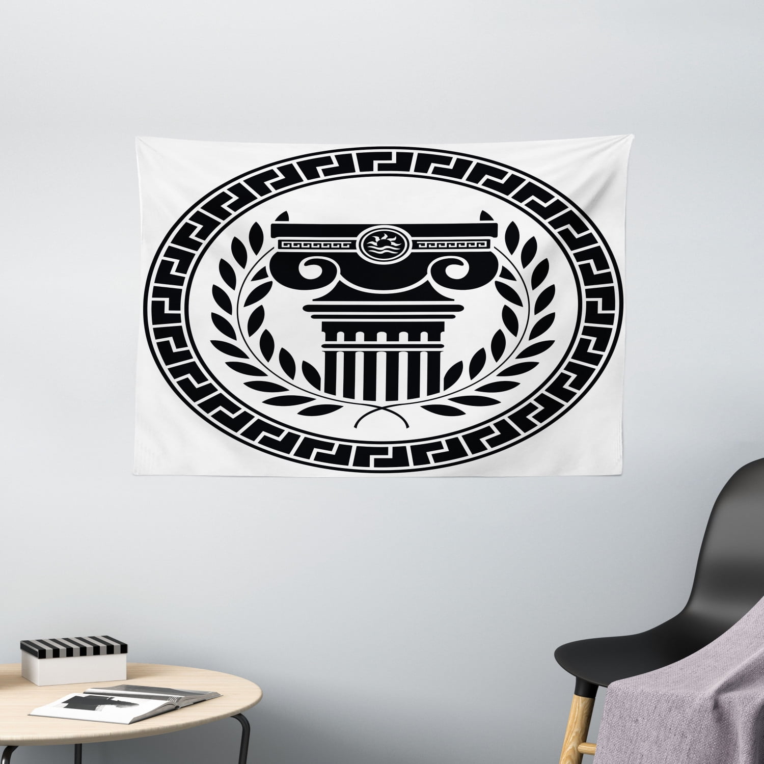Toga Party Tapestry, Hellenic Column and Laurel Wreath Heraldic Symbol ...