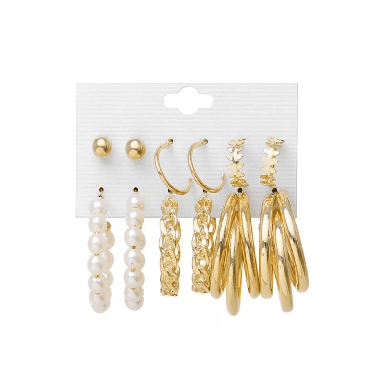 Aretes Set Arracadas Broquel Perla Para Mujer 12 pzs, Dorado | Bodega ...