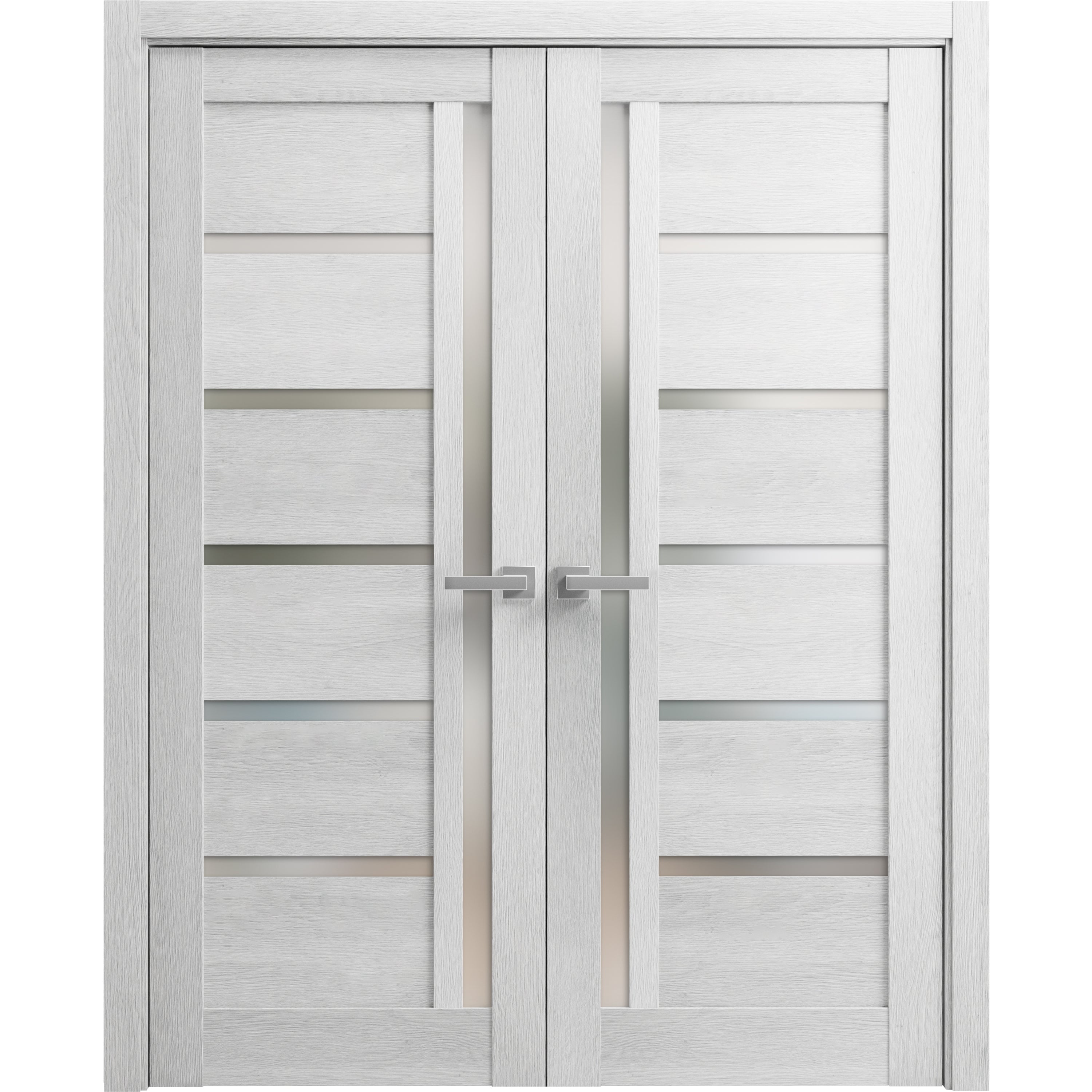 Solid French Double Doors 72 x 84 inches | Quadro 4088 Light Grey Oak ...
